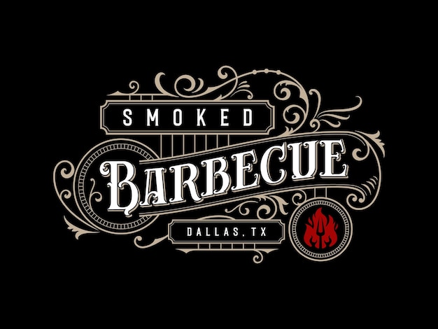 Vintage Smoked Barbecue Logo from Dallas, Texas | Jiffy Designs