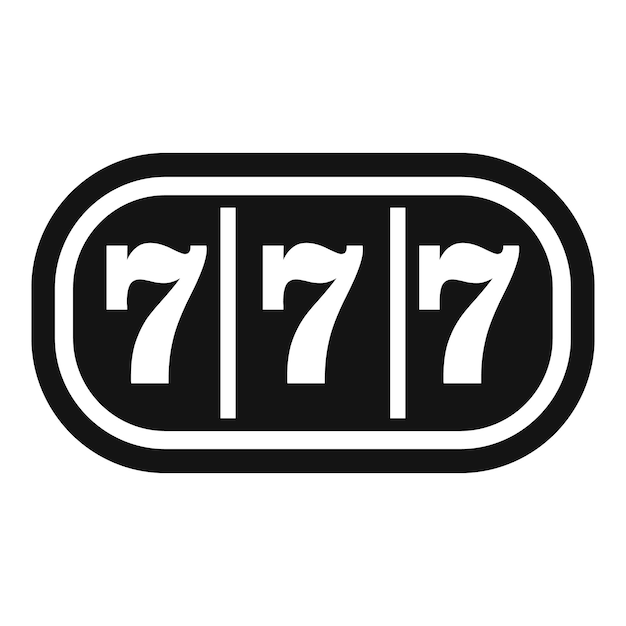 Iconic Triple 7 Slot Machine Symbol in Bold Monochrome | Jiffy Designs