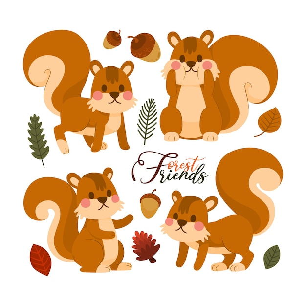 Charming Forest Friends: Adorable Squirrel Illustrations | Jiffy Designs