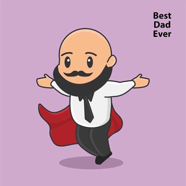 Cheerful Cartoon Character Celebrating 'Best Dad Ever' | Jiffy Designs