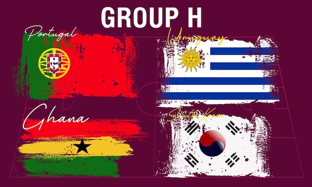 Vibrant Flags of Group H Nations: Portugal, Ghana, and South Korea ...