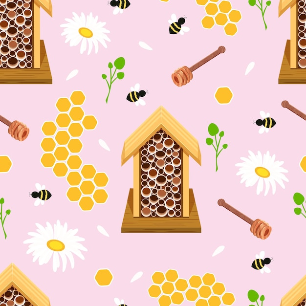 Charming Beehive and Floral Motif Pattern | Jiffy Designs