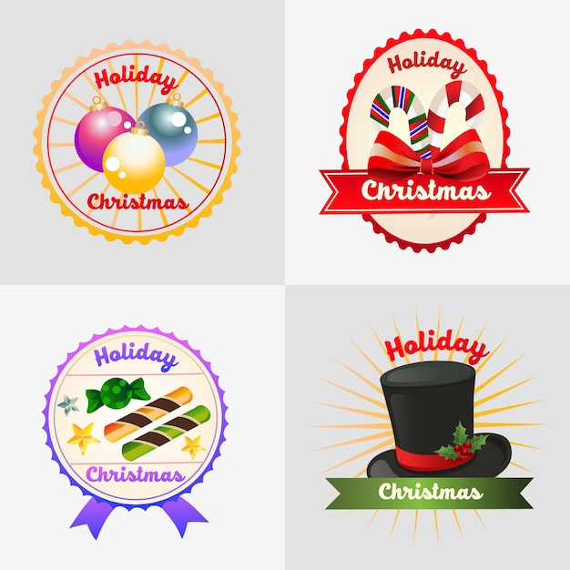 Festive Christmas Emblem and Badge Collection with Holiday Icons ...