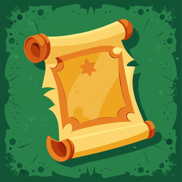 Vibrant Parchment Scroll with Shining Star Emblem | Jiffy Designs