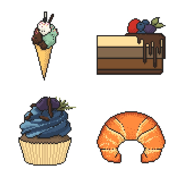 Delectable Pixelated Desserts and Kitchen Illustrations Collection ...