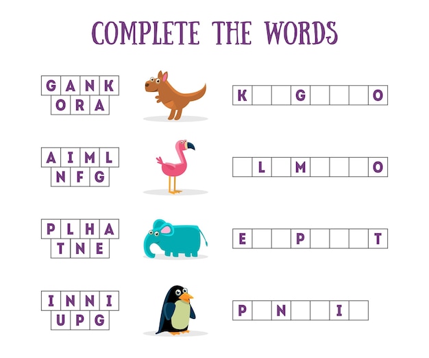 Charming Animal-Themed Word Puzzle with Vibrant Illustrations | Jiffy ...