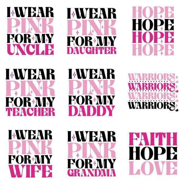 Vibrant Pink Ribbon Awareness Slogans and Phrases Collection | Jiffy ...