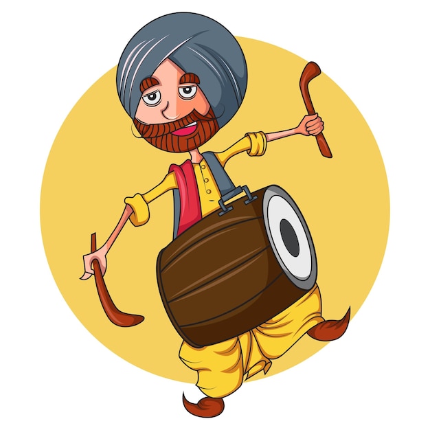 Vibrant Dhol Drummer in Traditional Punjabi Attire | Jiffy Designs