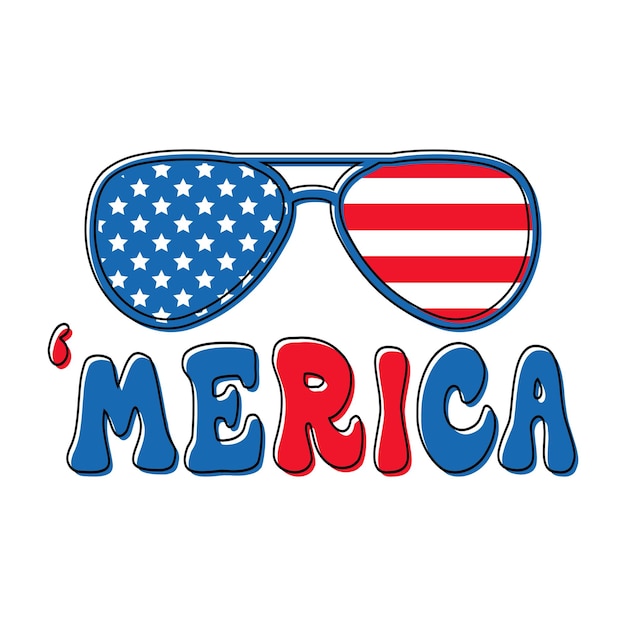 Patriotic Aviator Sunglasses with 'Merica' Text | Jiffy Designs
