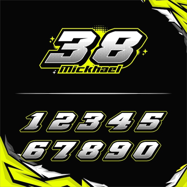 Sleek and Dynamic Race-Inspired Numeric Design | Jiffy Designs