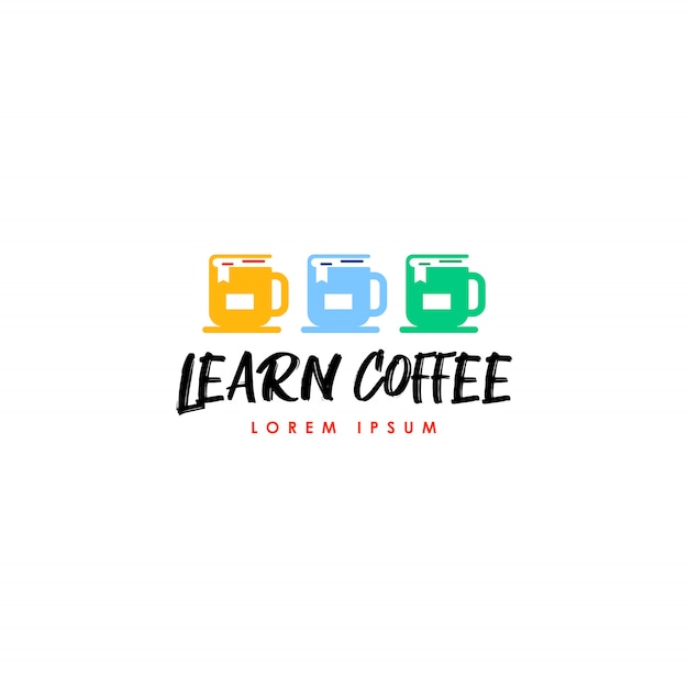 Colorful Coffee Cups with 'Learn Coffee' Typography | Jiffy Designs
