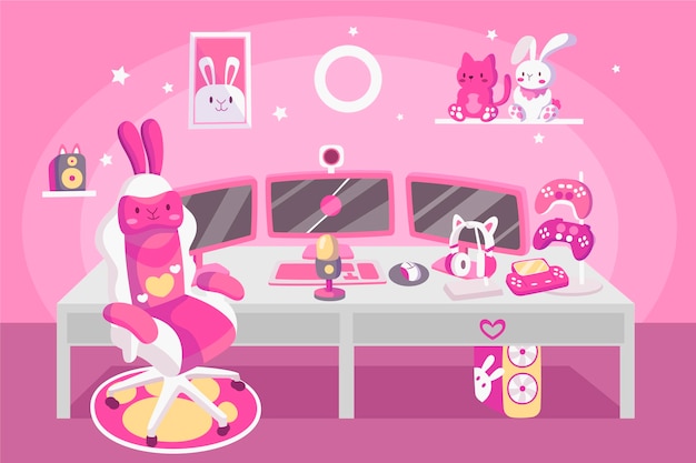 Cozy Bunny Workstation: Cute Desk Setup with Plush Toys | Jiffy Designs