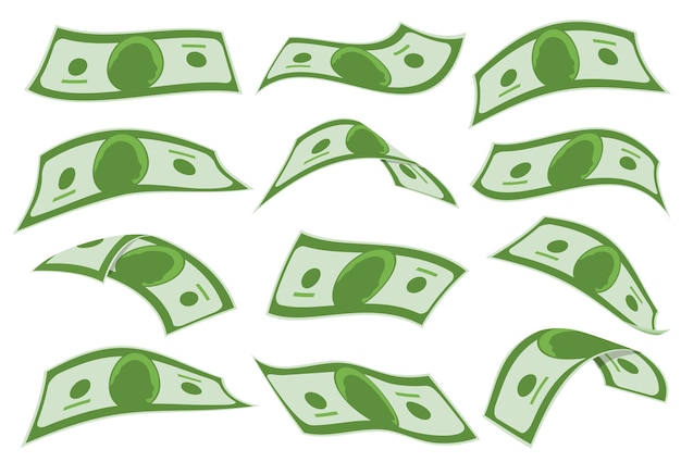 Vibrant Green Currency Notes Fluttering in the Wind | Jiffy Designs