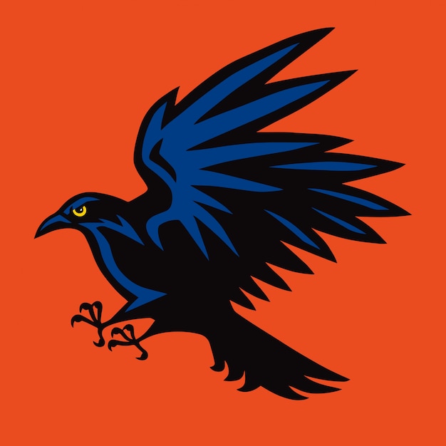 Majestic Raven Taking Flight on Vibrant Orange | Jiffy Designs
