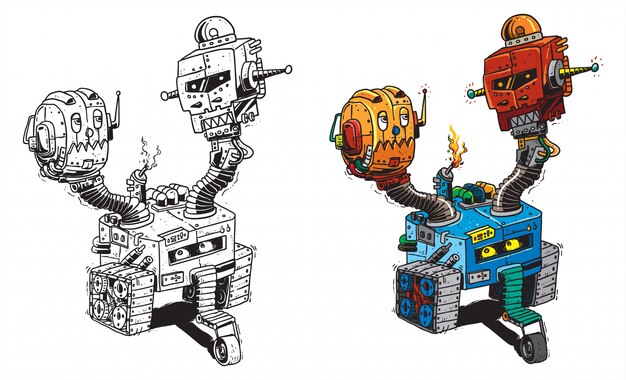 Retro-Futuristic Robot Toys in Vibrant Colors and Mechanical Designs ...