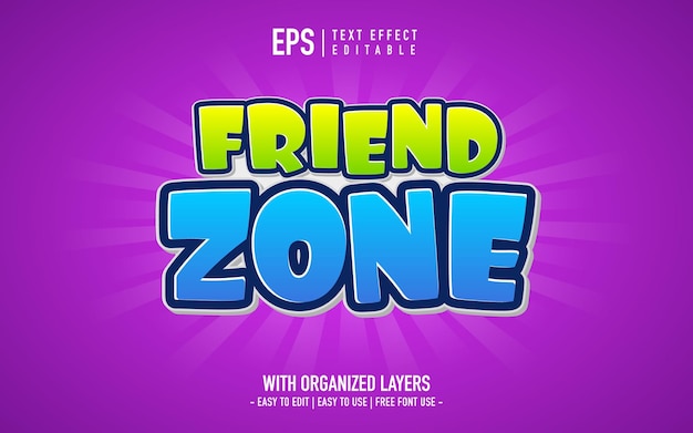 Vibrant Friend Zone Text Effect with Organized Layers | Jiffy Designs
