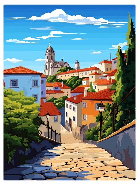 Charming Hillside Town with Vibrant Architecture and Winding Path ...