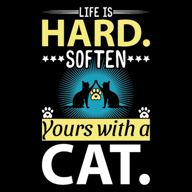 Playful Paw Prints and Uplifting Cat Motto on Vibrant Backdrop | Jiffy ...