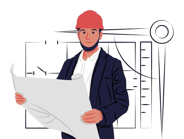 Architect Reviewing Building Plans with Architectural Drafting Tools ...