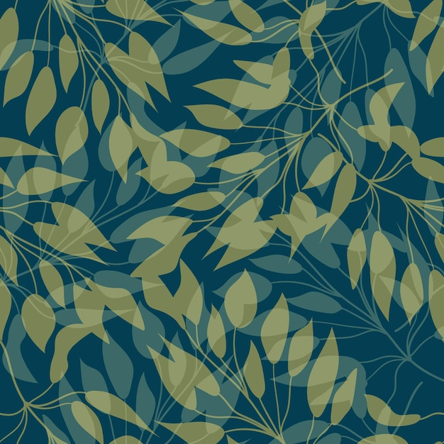 Vibrant Botanical Foliage Pattern in Teal and Olive Hues | Jiffy Designs