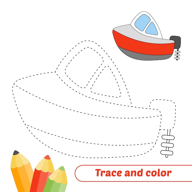 Vibrant Boat Tracing and Coloring Worksheet for Kids | Jiffy Designs