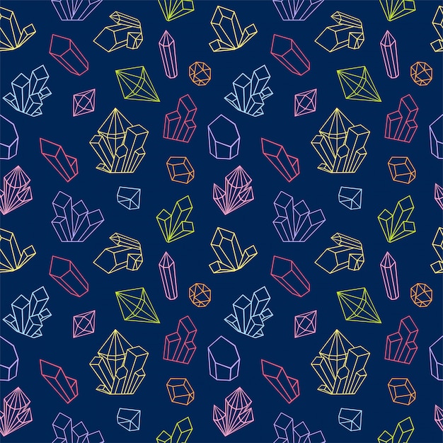 Vibrant Crystalline Patterns on a Midnight Background | Jiffy Designs