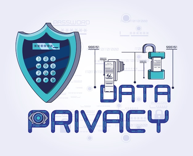 Stylized Data Privacy Shield and Network Illustration | Jiffy Designs
