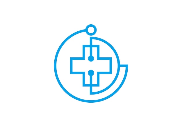 Minimalist Blue Medical Cross Symbol in Circular Frame | Jiffy Designs