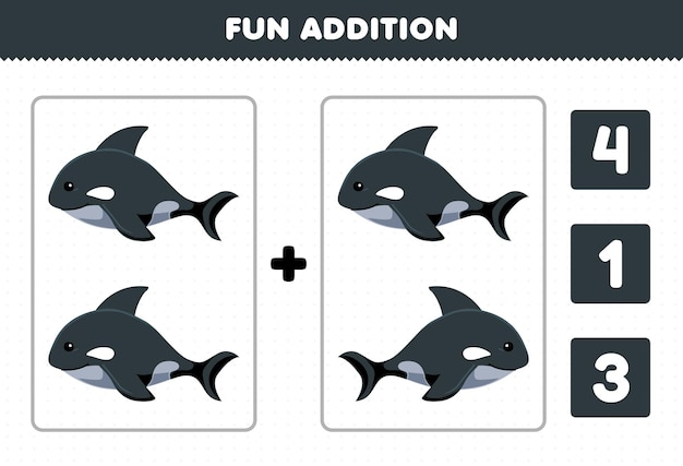 Adorable Orca Whales in Fun Addition Math Exercise | Jiffy Designs
