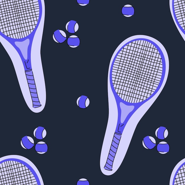 Vibrant Tennis Rackets and Balls in Seamless Pattern | Jiffy Designs
