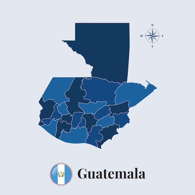 Detailed Map of the Regions and Departments of Guatemala | Jiffy Designs