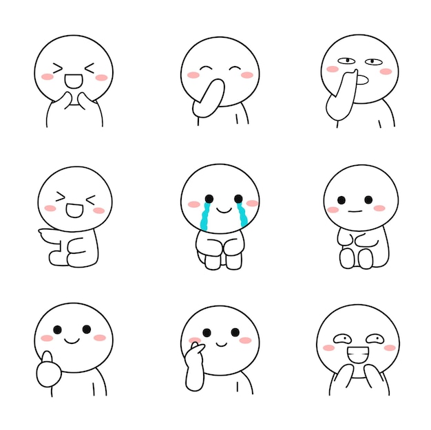 Adorable Minimalist Cartoon Characters with Expressive Faces | Jiffy ...