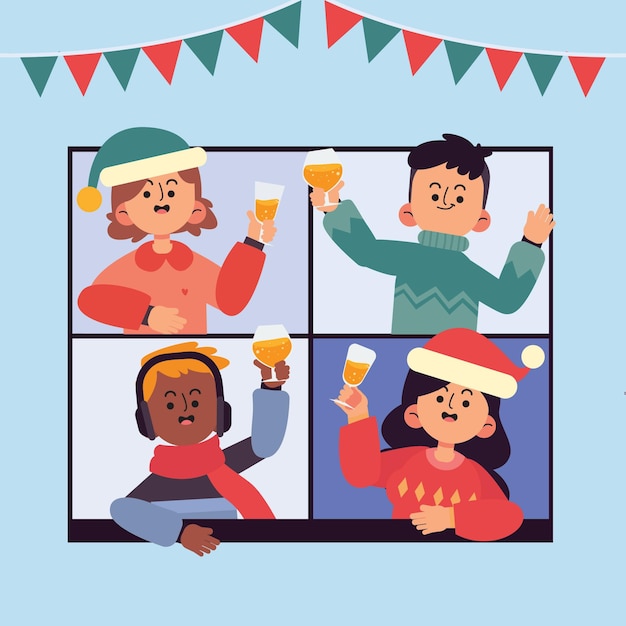 Festive Friends Raising Glasses in Celebration | Jiffy Designs