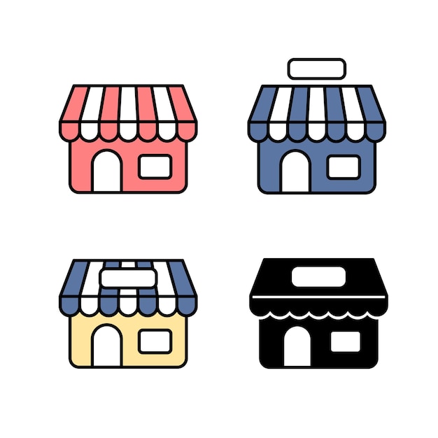 Vibrant Storefront Icons: A Diverse Collection of Retail Symbols ...