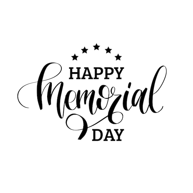 Elegant Memorial Day Lettering with Shining Stars | Jiffy Designs