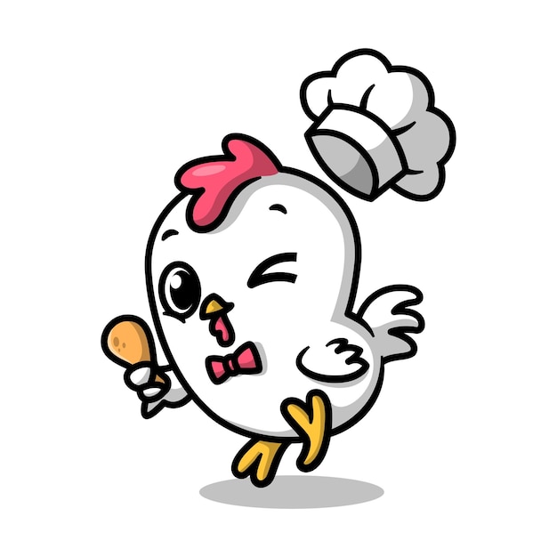 Playful Chicken Chef Winking and Holding a Spatula | Jiffy Designs
