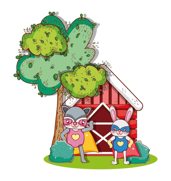 Whimsical Farm Scene with Cartoon Characters and Colorful Trees | Jiffy ...