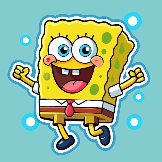 Cheerful Spongebob Cartoon Character Jumping with Joy | Jiffy Designs