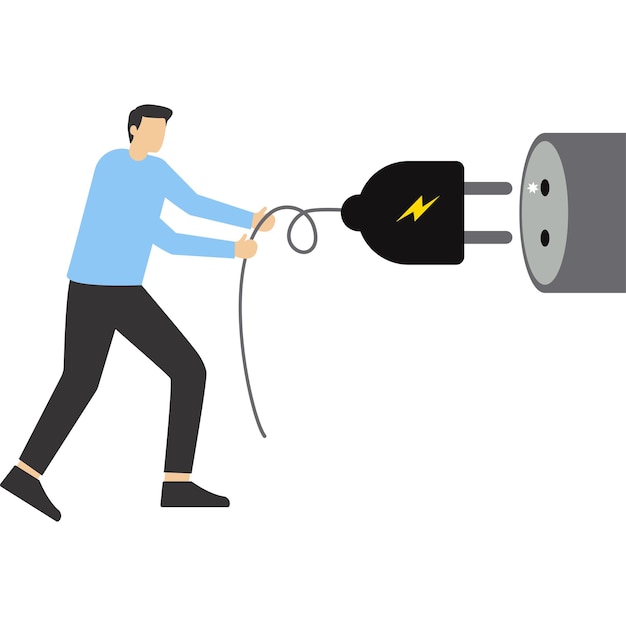 Energetic Man Powering Up Electrical Device with Cord | Jiffy Designs