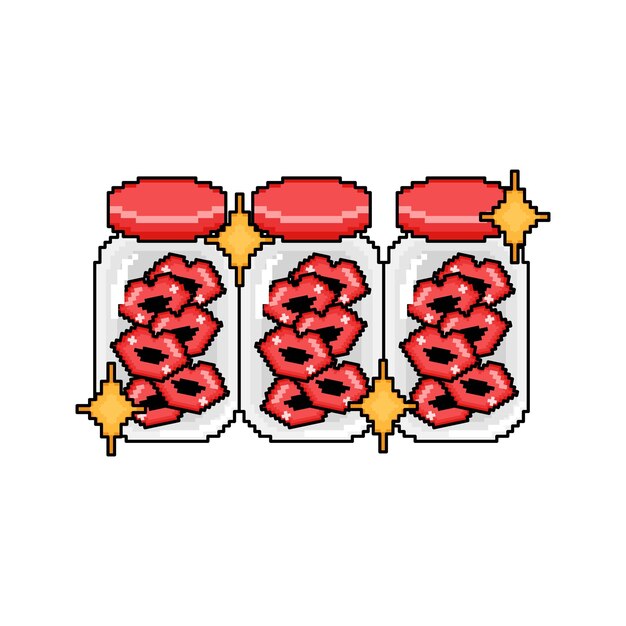 Vibrant Pixel Art Jars of Delectable Raspberry Preserves | Jiffy Designs