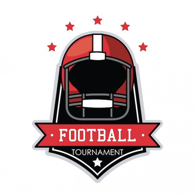 Emblematic Football Tournament Badge with Helmet and Stars | Jiffy Designs