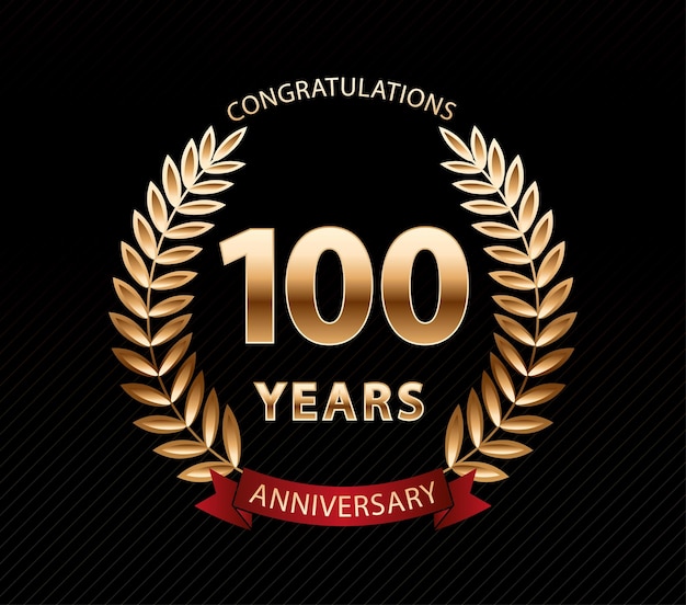 Elegant golden laurel wreath celebrating 100 years anniversary | Jiffy ...
