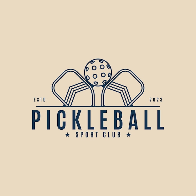 Vintage Pickleball Sport Club Logo with Paddle and Ball | Jiffy Designs