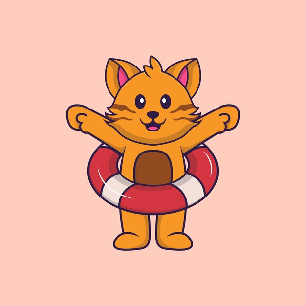 Cheerful Lifesaver Cat Cartoon Character | Jiffy Designs