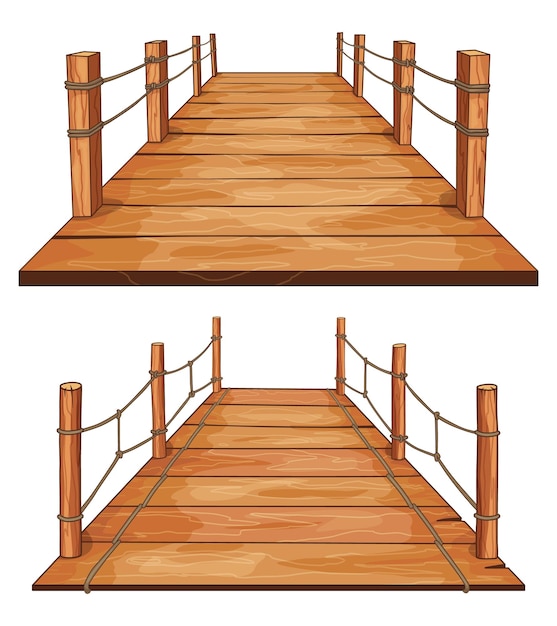 Rustic Wooden Dock with Rope Railings in Two Perspectives | Jiffy Designs