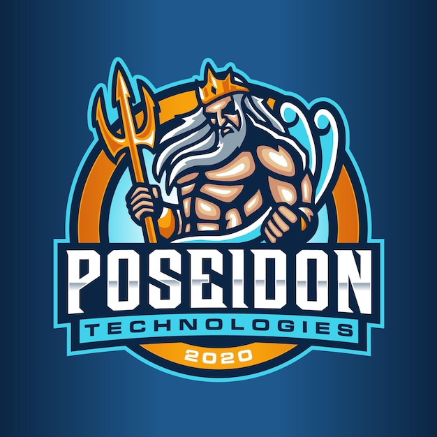 Powerful Poseidon Mascot Logo for Cutting-Edge Technologies | Jiffy Designs