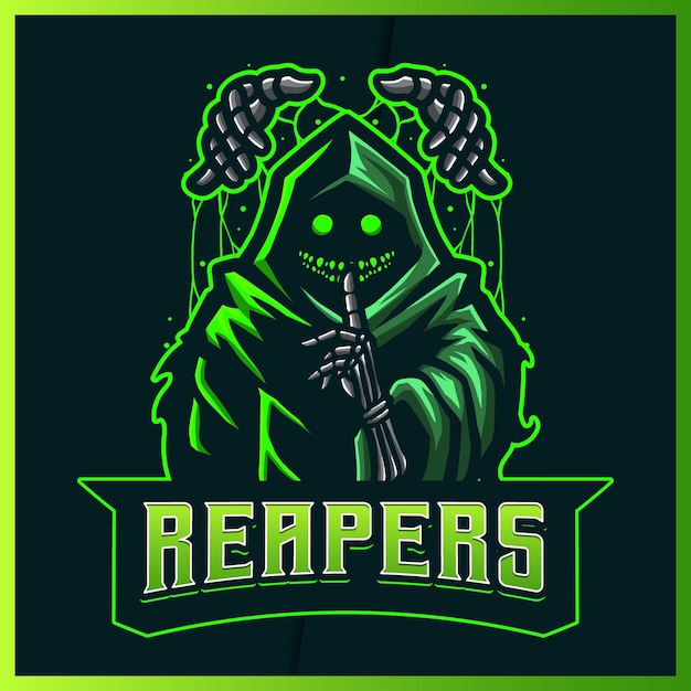 Menacing Reaper Emblem in Striking Neon Green | Jiffy Designs