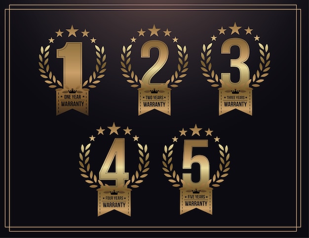 Golden Numbered Emblems with Laurel Wreaths on Black Background | Jiffy ...