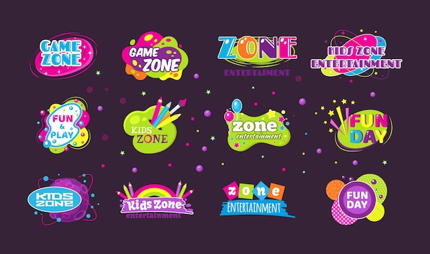 Vibrant Collection of Playful Entertainment Zone Logos and Badges ...