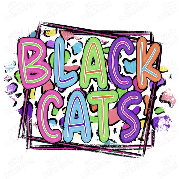 'Black Cats' Vibrant Graffiti-Style Text with Playful Splatter Effects ...